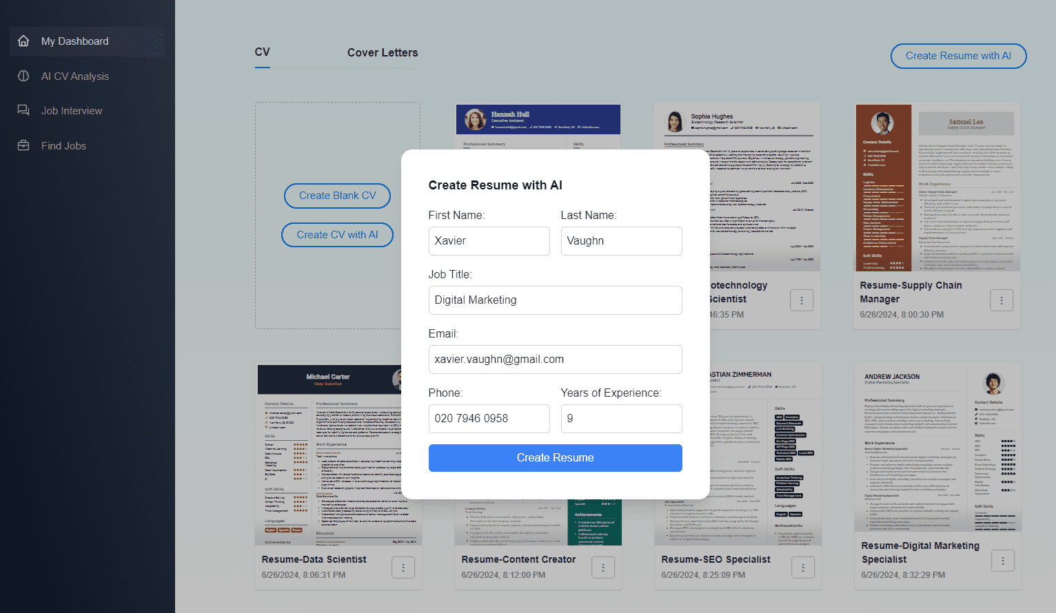 Free Online AI Resume Builder in 2025 - ResumeDesign.ai