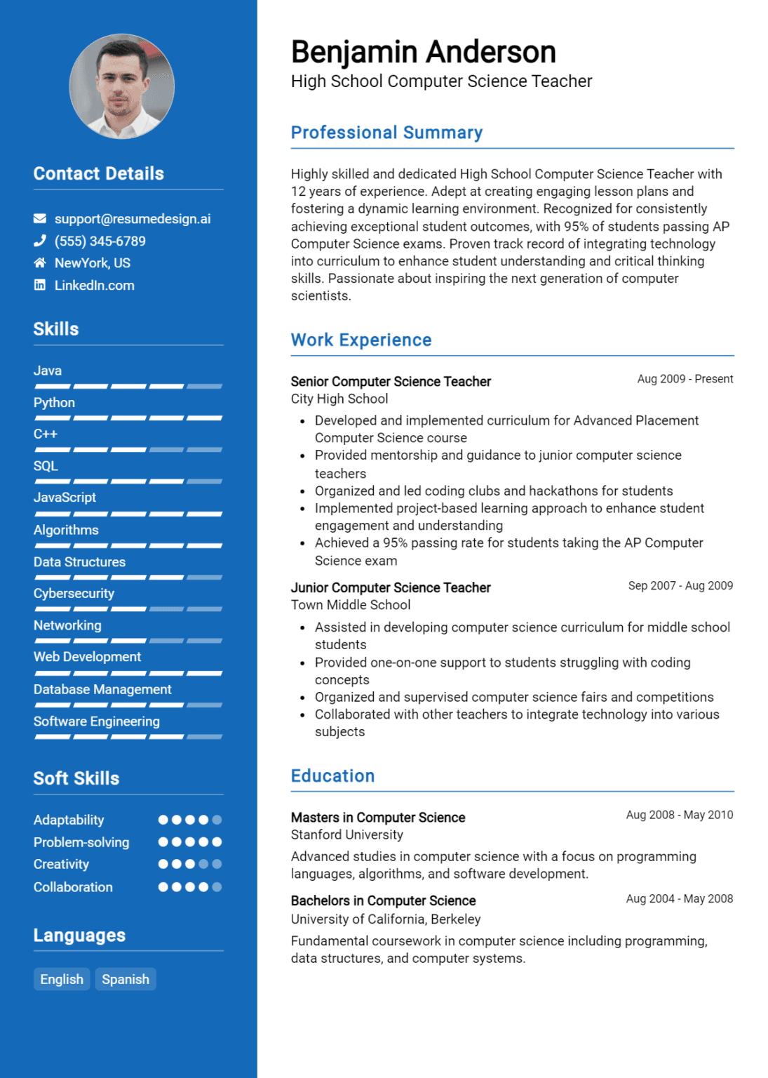 18 High School Computer Science Teacher Resume Examples And Templates ...