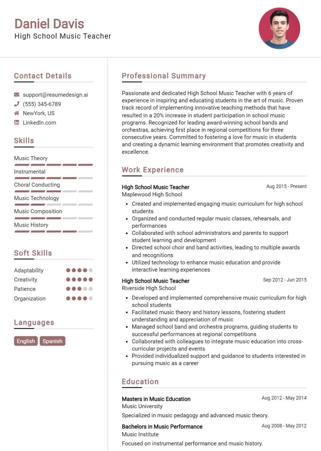 18 High School Music Teacher Resume Examples And Templates for 2024 ...