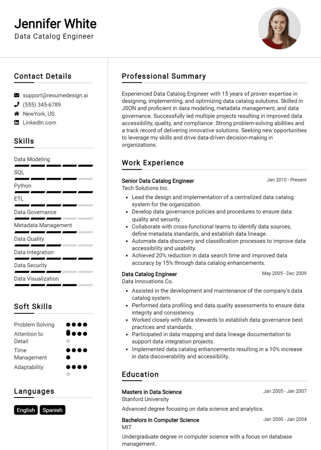 23 Data Engineer Resume Examples And Templates for 2025 - ResumeDesign.ai