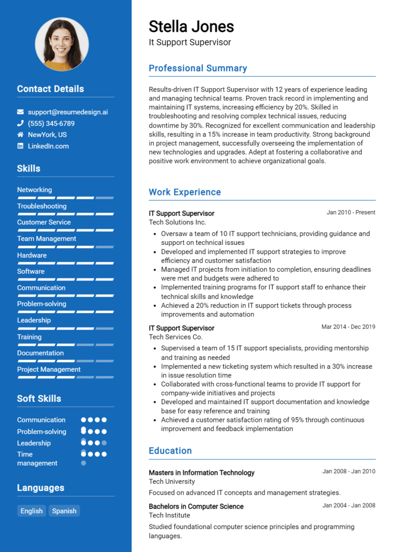 24 IT Support Engineer Resume Examples And Templates for 2025 ...