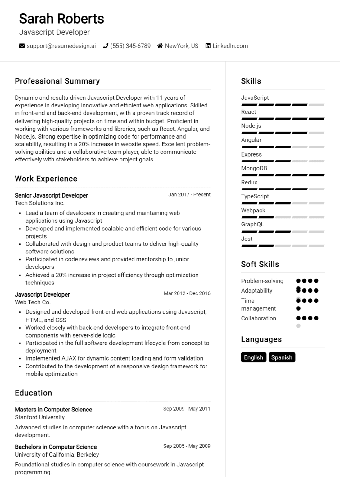 14 React Developer Resume Examples And Templates for 2024 - ResumeDesign.ai