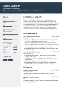 11 Python Back-End Developer Resume Examples And Templates for 2025 ...