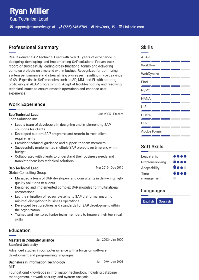 14 Sap Project Manager Resume Examples And Templates For 2025 Top Tips