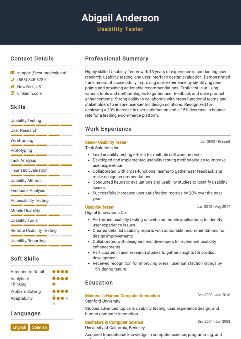 24 Software Tester Resume Examples And Templates for 2025 - ResumeDesign.ai