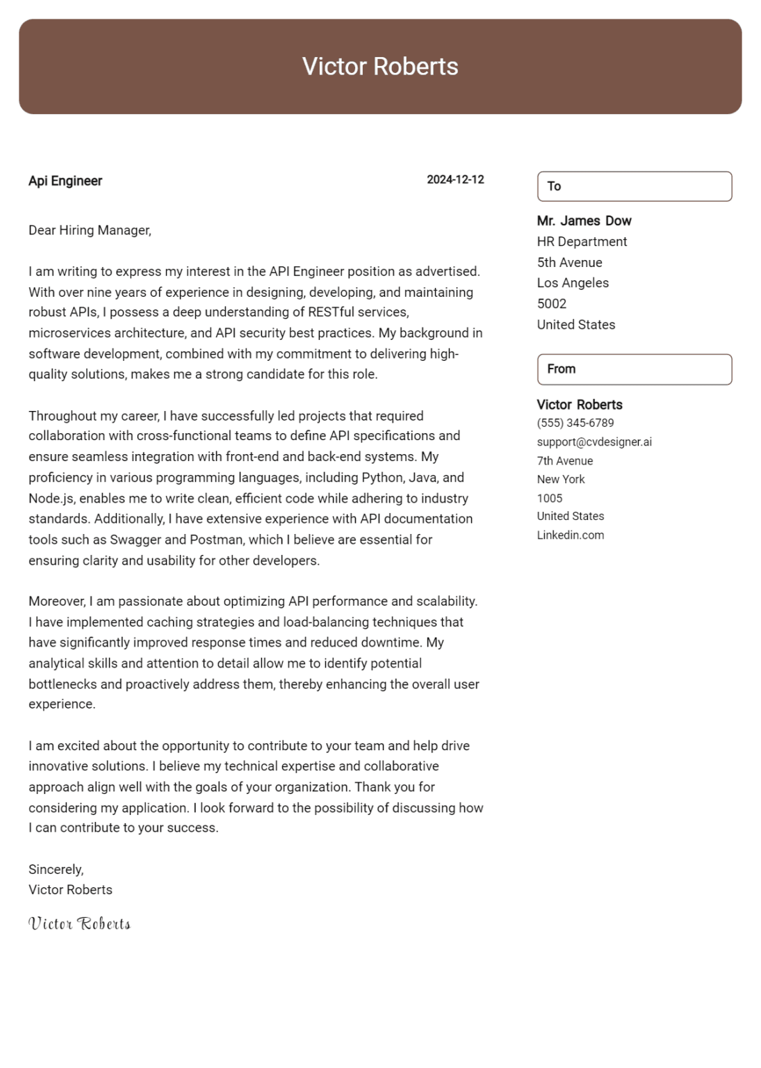 11 API Engineer Cover Letter Examples And Templates for 2024 ...