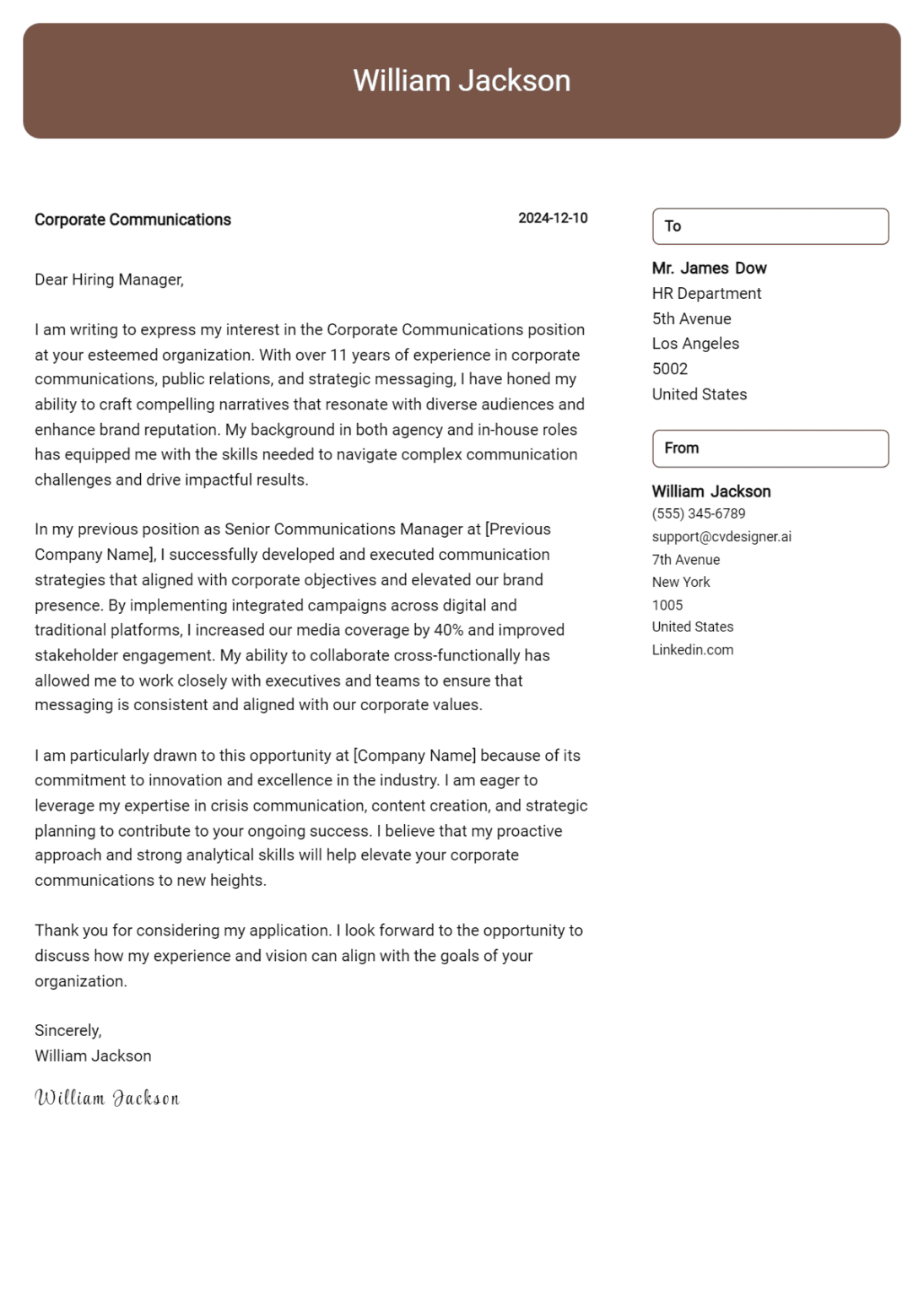 17 Corporate Communications Cover Letter Examples And Templates for ...