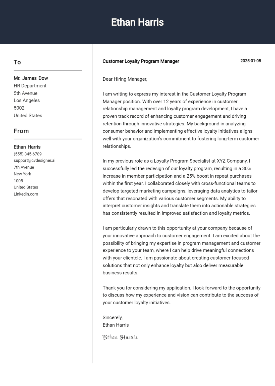 10 Customer Loyalty Program Manager Cover Letter Examples And Templates ...