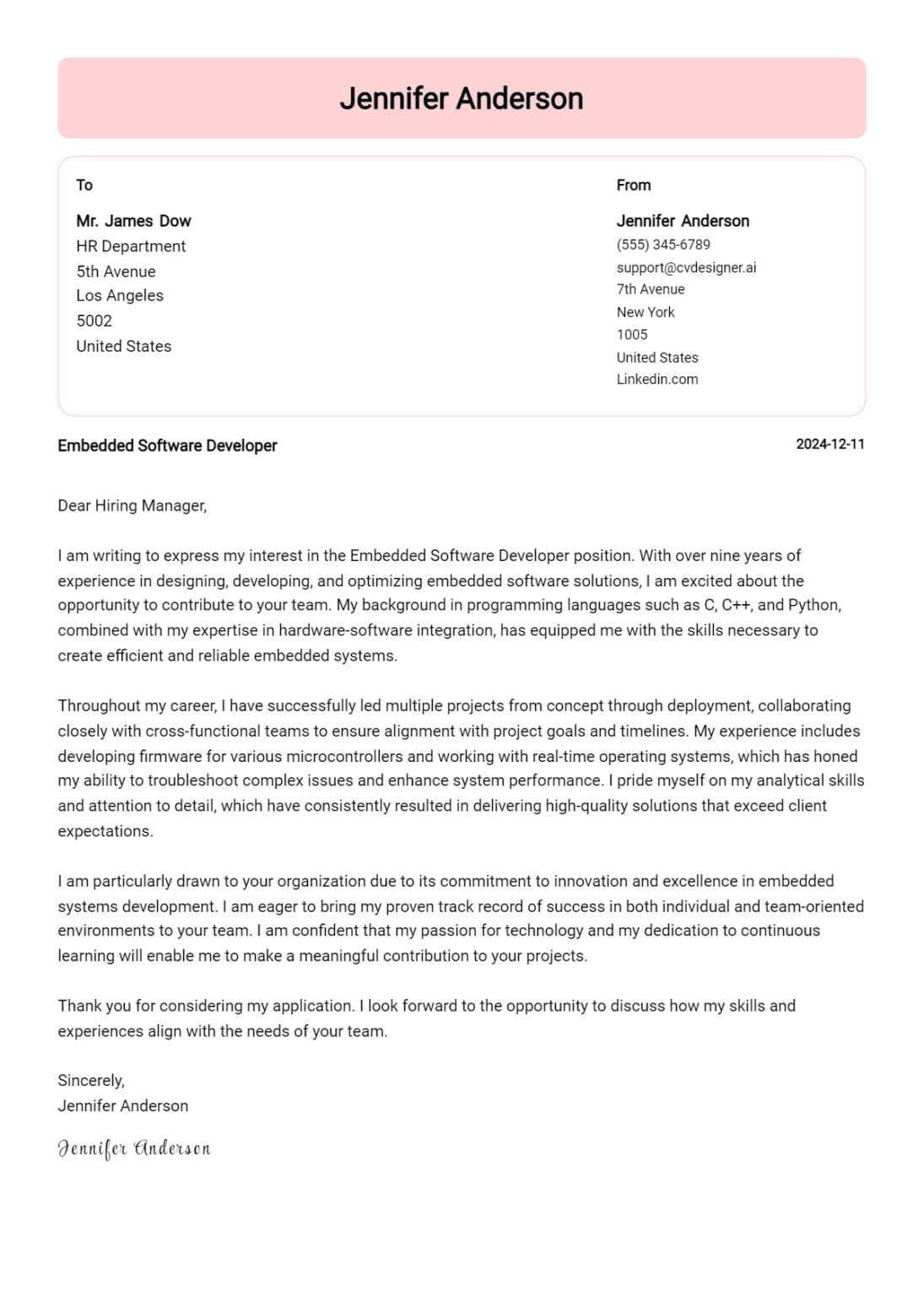 24 Software Developer Cover Letter Examples And Templates for 2025 ...