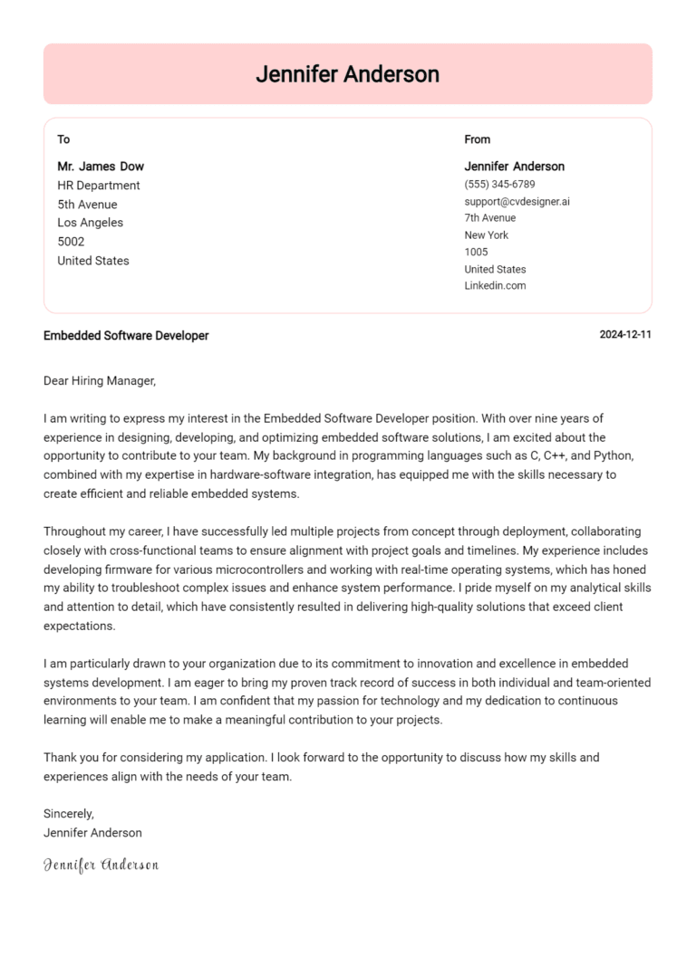 24 Software Developer Cover Letter Examples And Templates for 2025 ...