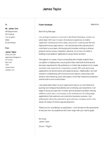 9 Flutter Developer Cover Letter Samples & Examples 2025 - ResumeDesign.ai
