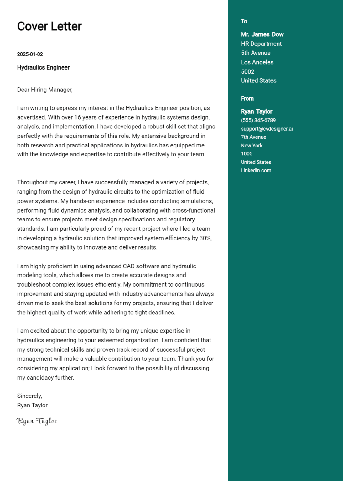 20 Civil Engineer Cover Letter Examples with Writing Tips for 2025 ...