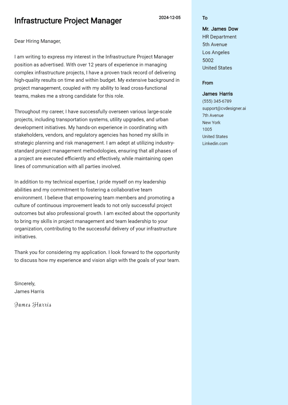 14 Infrastructure Project Manager Cover Letter Examples for 2025 ...