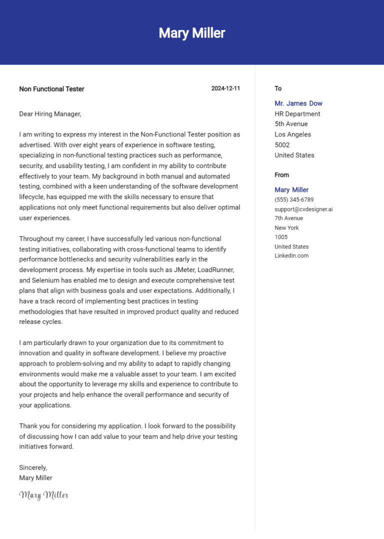 24 Functional Tester Cover Letter Examples And Templates for 2025 ...