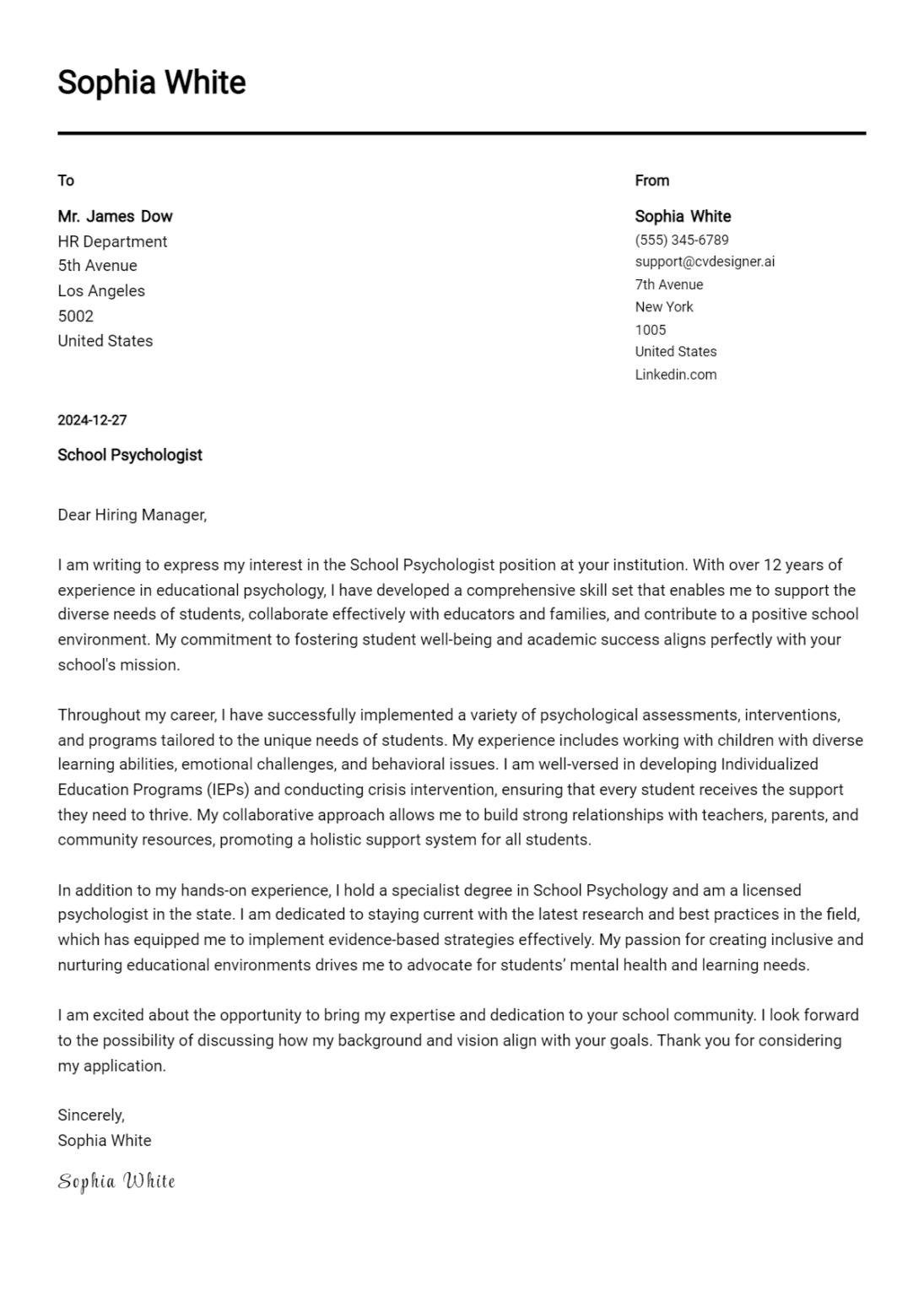 16 Psychologist Cover Letter Examples And Templates for 2025 [with ...