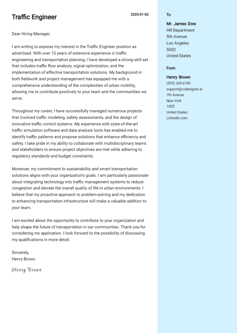 20 Civil Engineer Cover Letter Examples with Writing Tips for 2025 ...